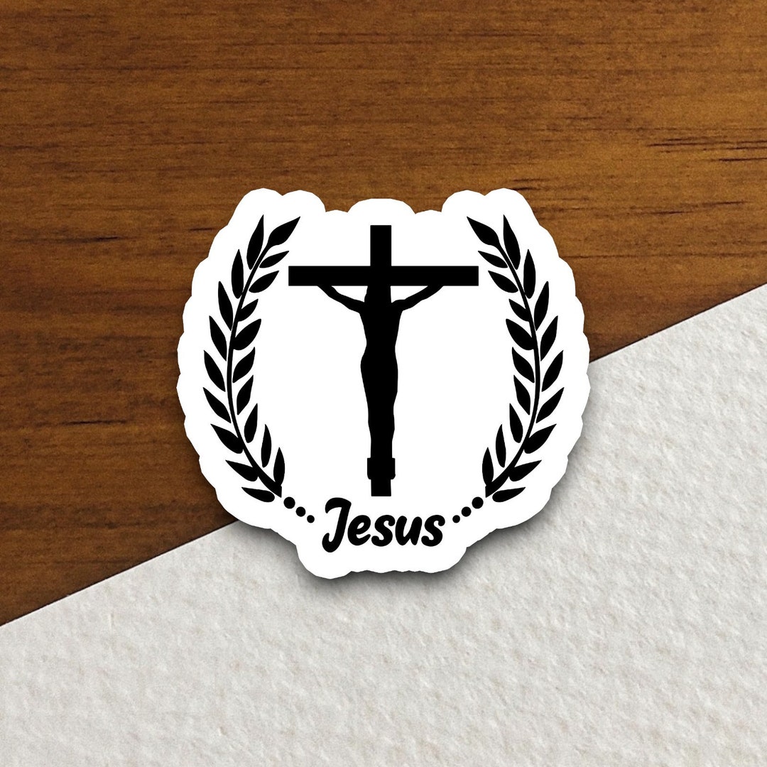 Jesus on the Cross Sticker, Religious Sticker, Faith Sticker, Worship ...
