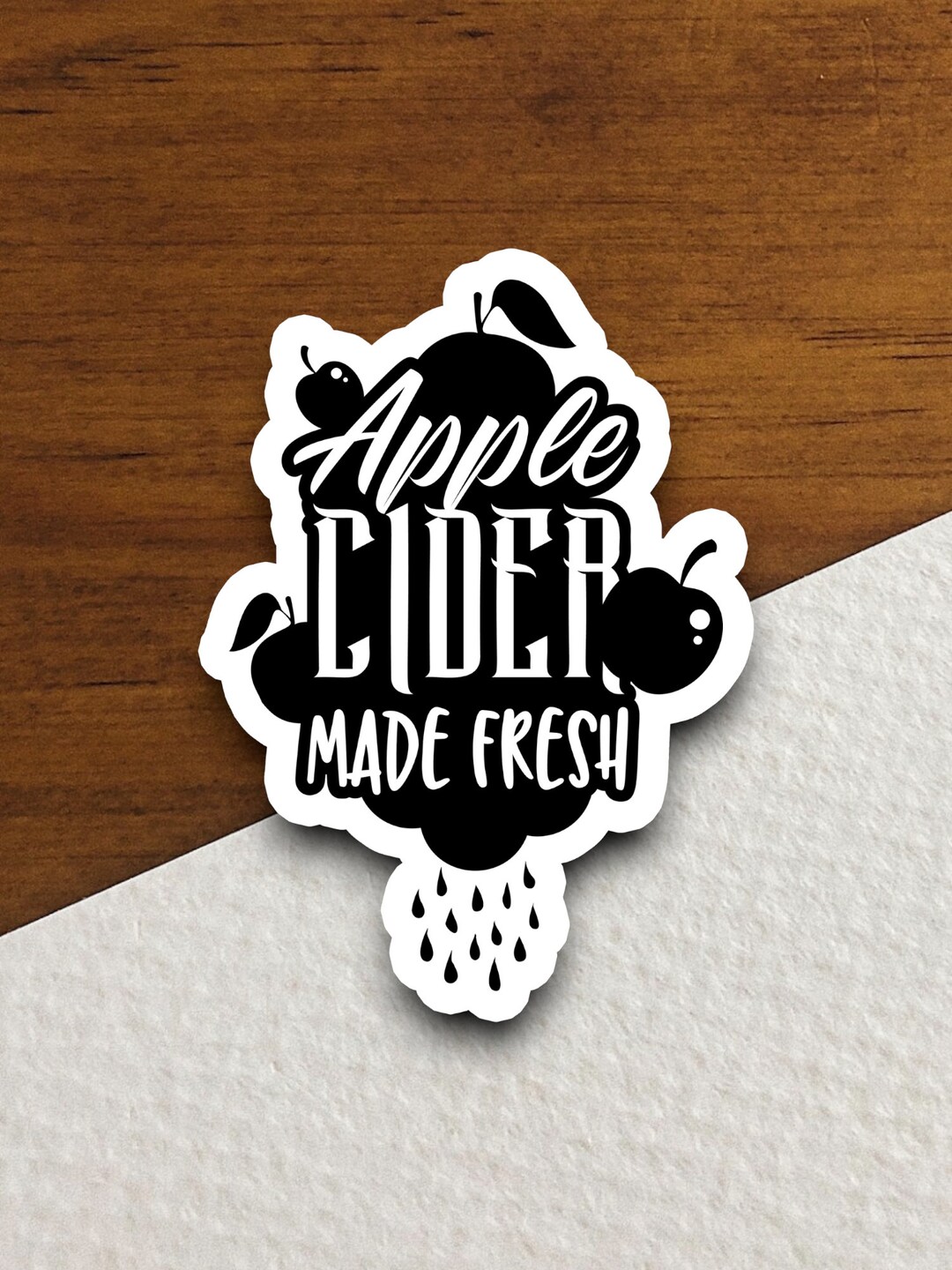 Apple Cider Made Fresh Sticker, Funny Stickers, Laptop Stickers, Water ...