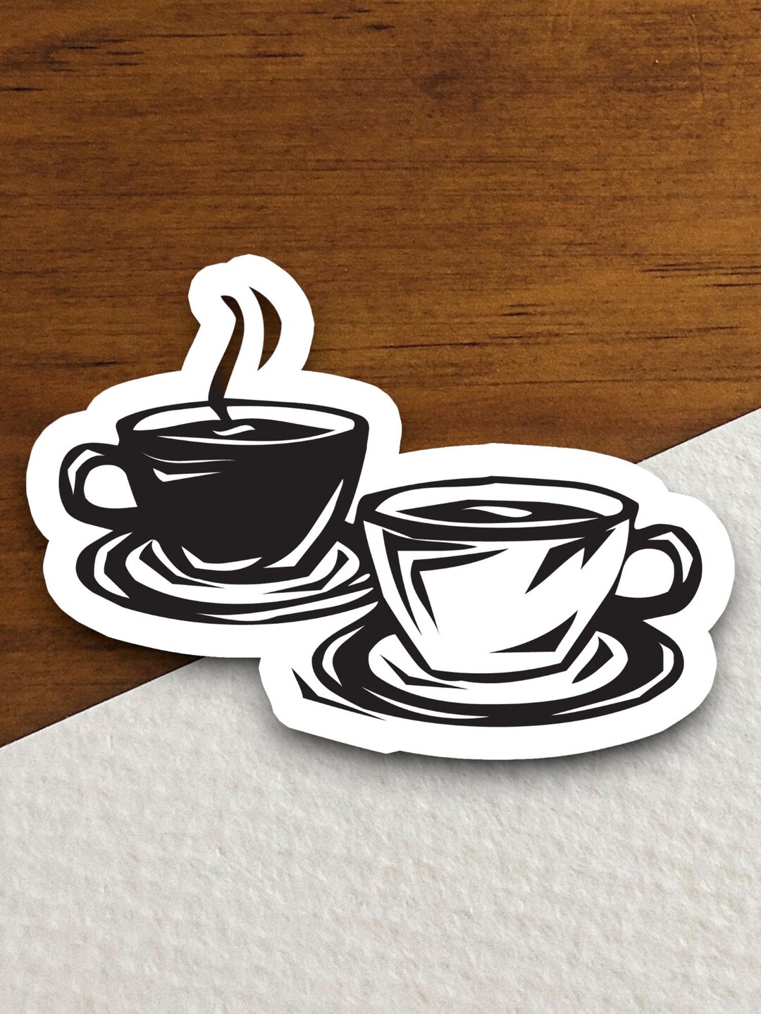 Coffee Cups and Saucer Sticker, Funny Stickers, Coffee Sticker ...