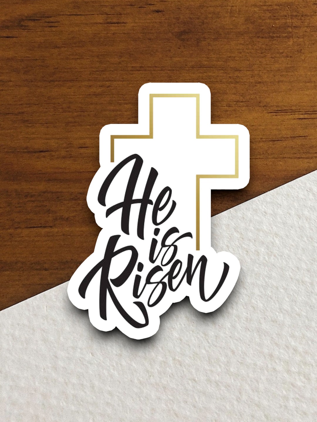 He is Risen With Cross Sticker, Christian Gifts, Planner Stickers ...