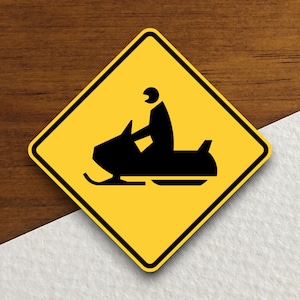 Snowmobile Road Sign Stickers, Traffic Sticker, Road Sign Decoration ...