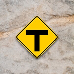 T Junction Road Sign Stickers, Traffic Sticker, Road Sign Decoration ...