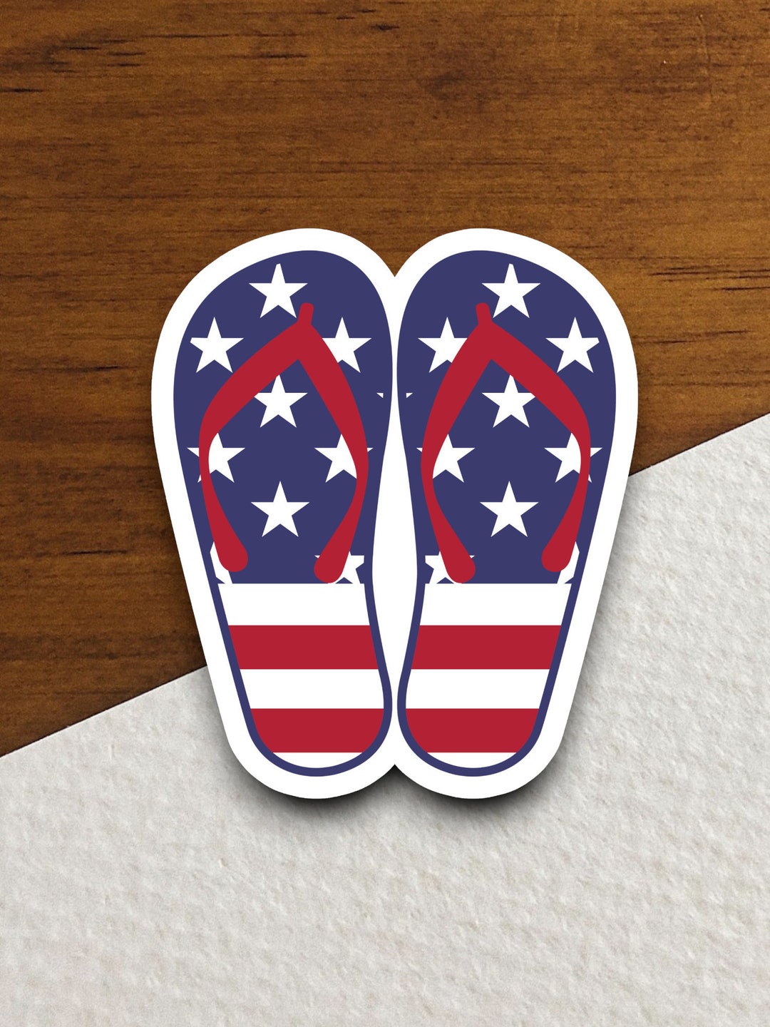 USA Flip Flop Sticker, Holiday Laptop Decal, Water Bottle Decor, Gift ...