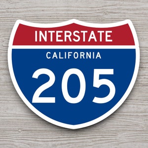 Interstate Route 205 California Sticker, California Sticker, Interstate ...