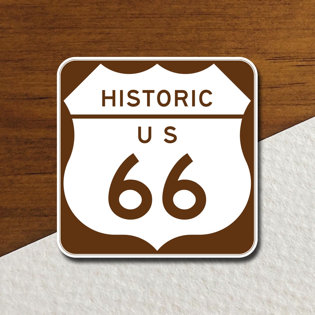 Historic Route 66 - Road Sign Sticker, Road Trip Sticker, Highway Sign, Room Decor, Travel ...