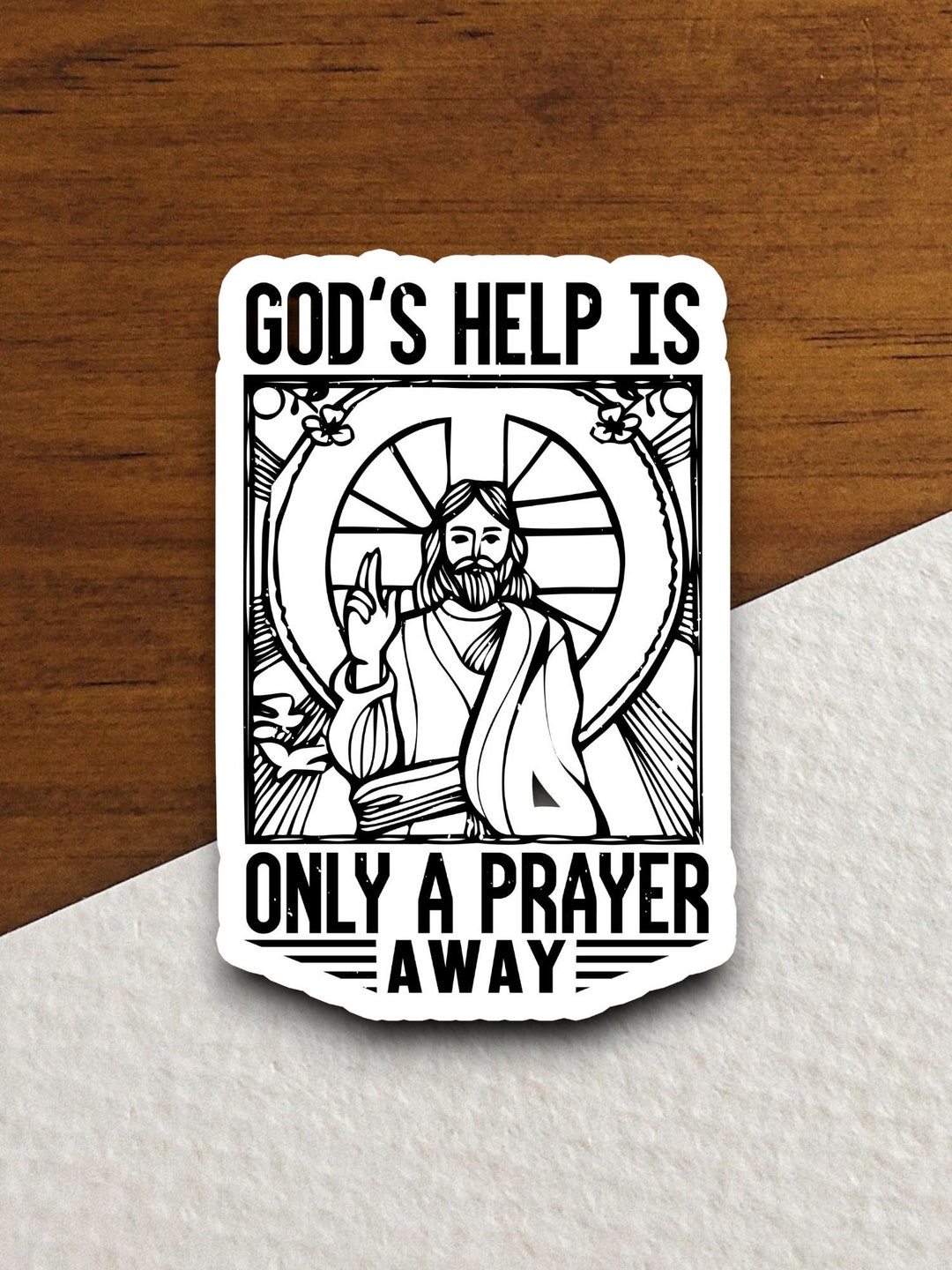 God's Help is Only a Prayer Away Sticker, Religious Sticker, Faith ...