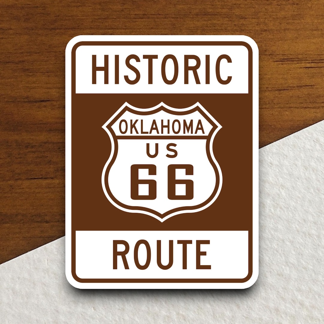 Historic Route 66 - Oklahoma Road Sign Sticker, Road Trip Sticker, Highway Sign, Room Decor ...