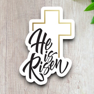 He is Risen With Cross Sticker, Christian Gifts, Planner Stickers ...