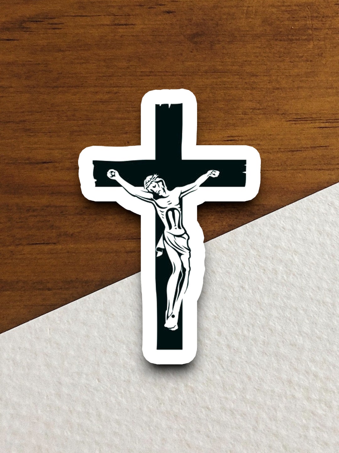 Jesus on the Cross Sticker, Religious Sticker, Faith Sticker, Worship ...