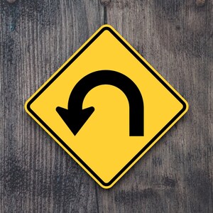 Turn Around Arrow Road Sign Stickers, Traffic Sticker, Road Sign ...