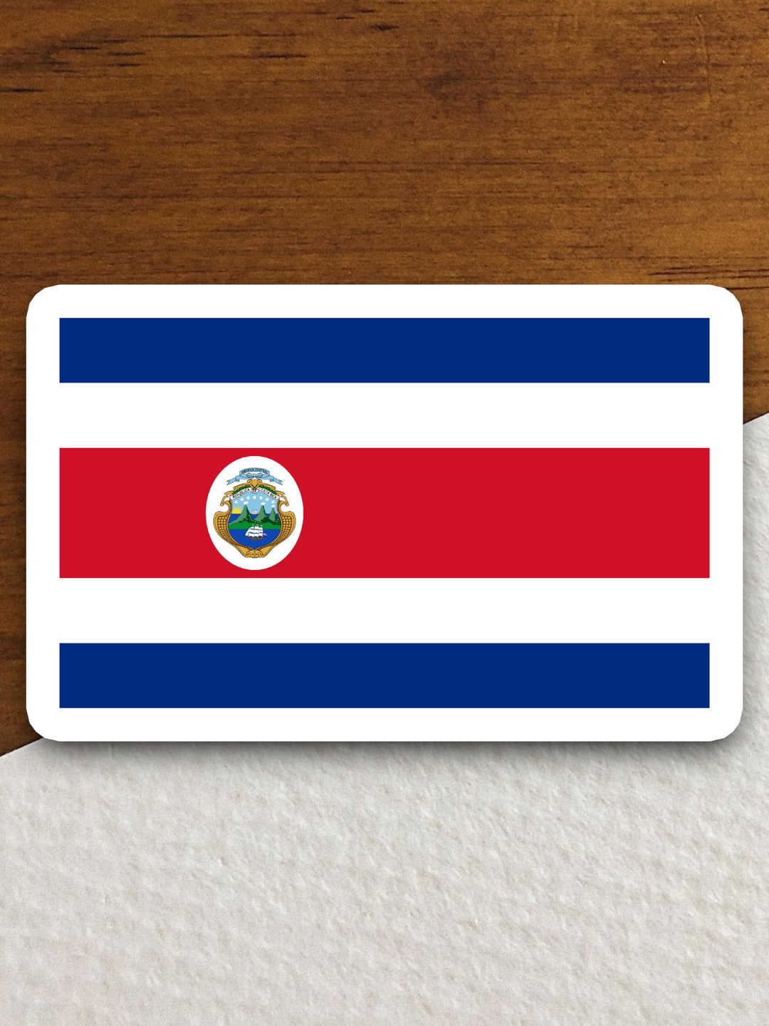 Costa Rica Country Flag Sticker, International Country Sticker ...