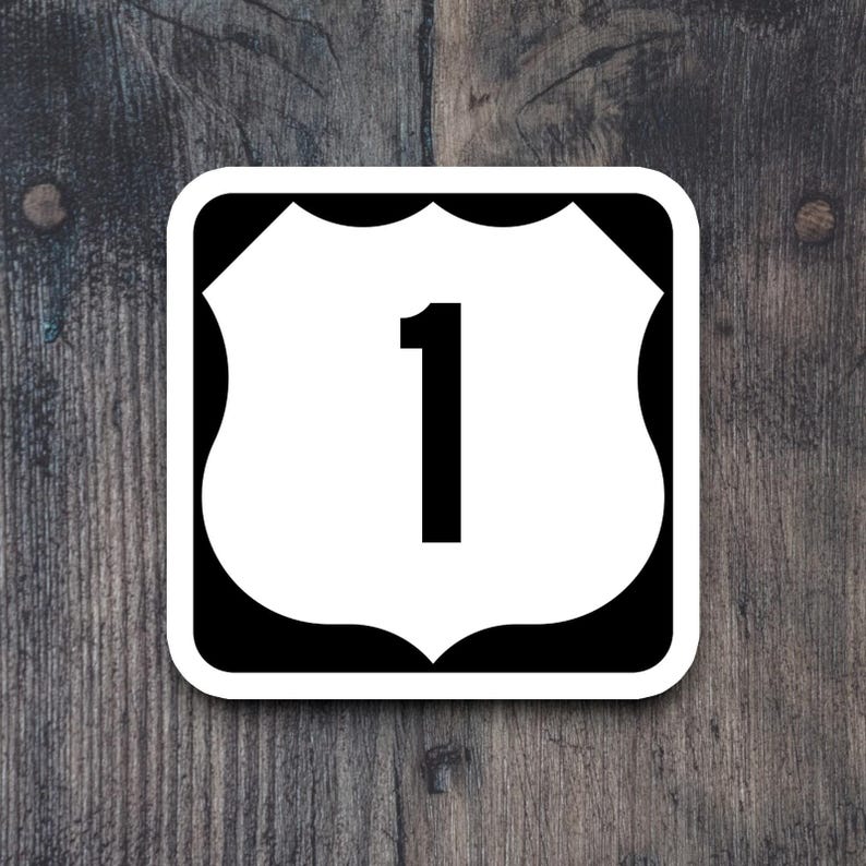 United States Route 1 Road Sign Sticker, Road Trip Sticker, Highway ...