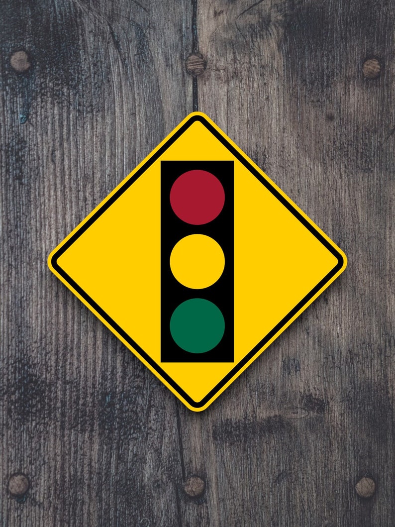 Traffic Lights Ahead Road Sign Stickers, Traffic Sticker, Road Sign ...