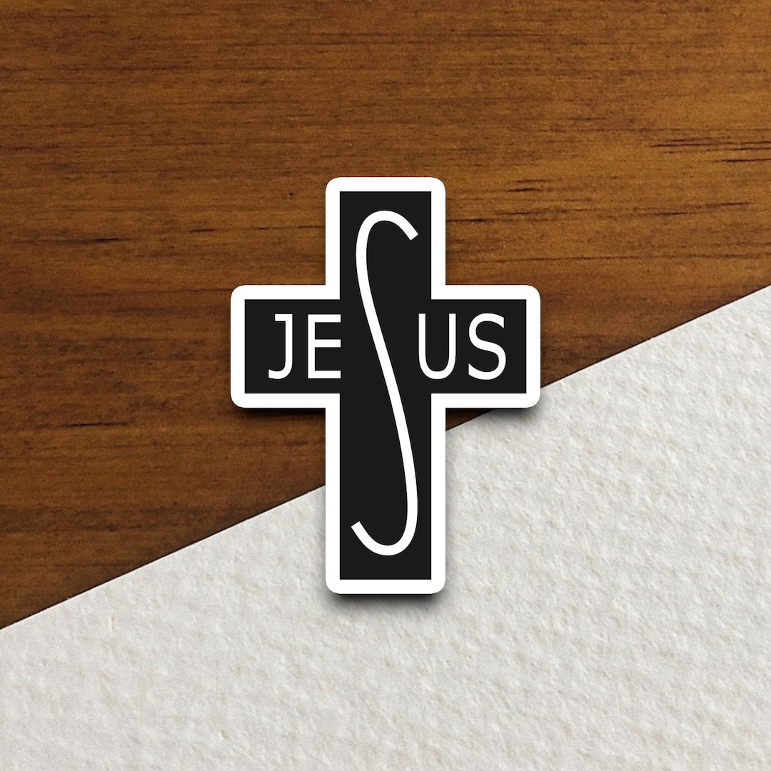 Church Cross With the Word Jesus Sticker, Church Sticker, Cross Sticker ...