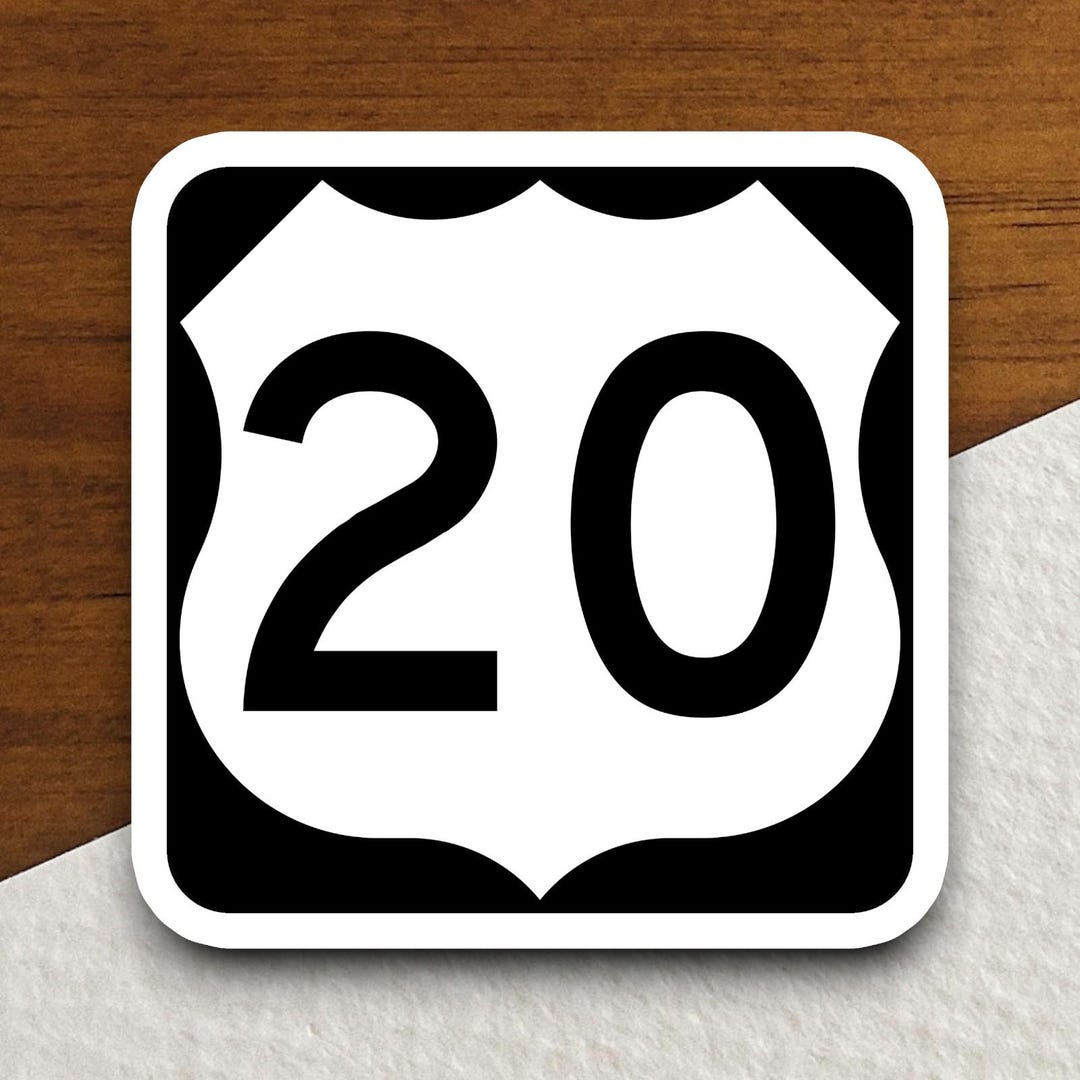 United States Route 20 Road Sign Sticker, Road Trip Sticker, Highway ...