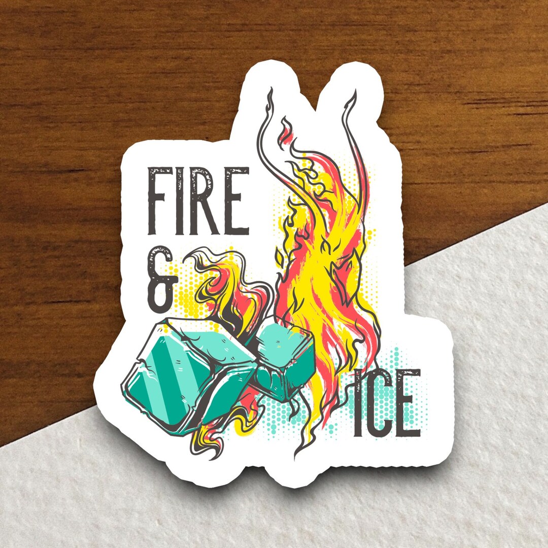 Fire and Ice Sticker, Funny Stickers, Laptop Stickers, Water Bottle ...