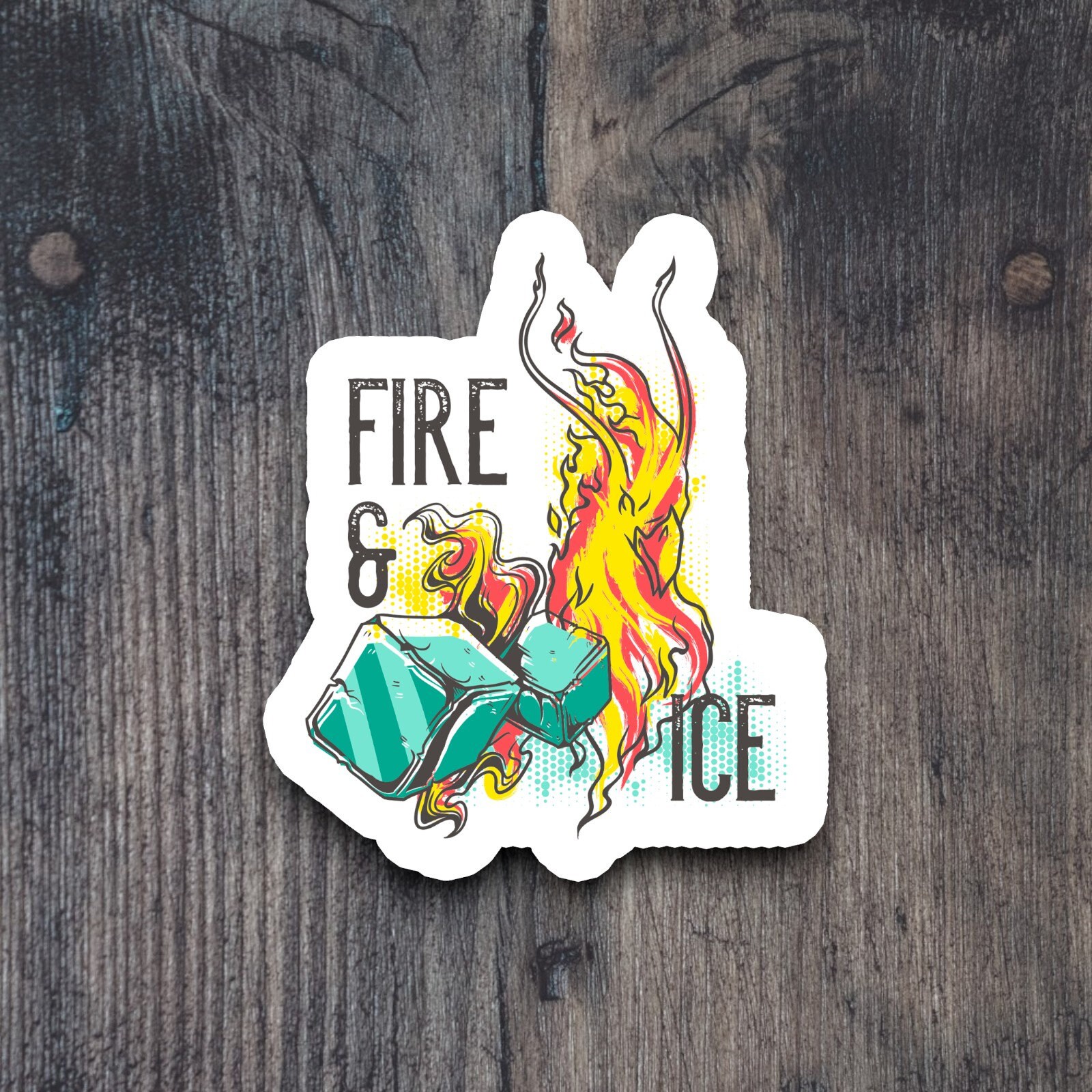 Fire and Ice Sticker, Funny Stickers, Laptop Stickers, Water Bottle ...