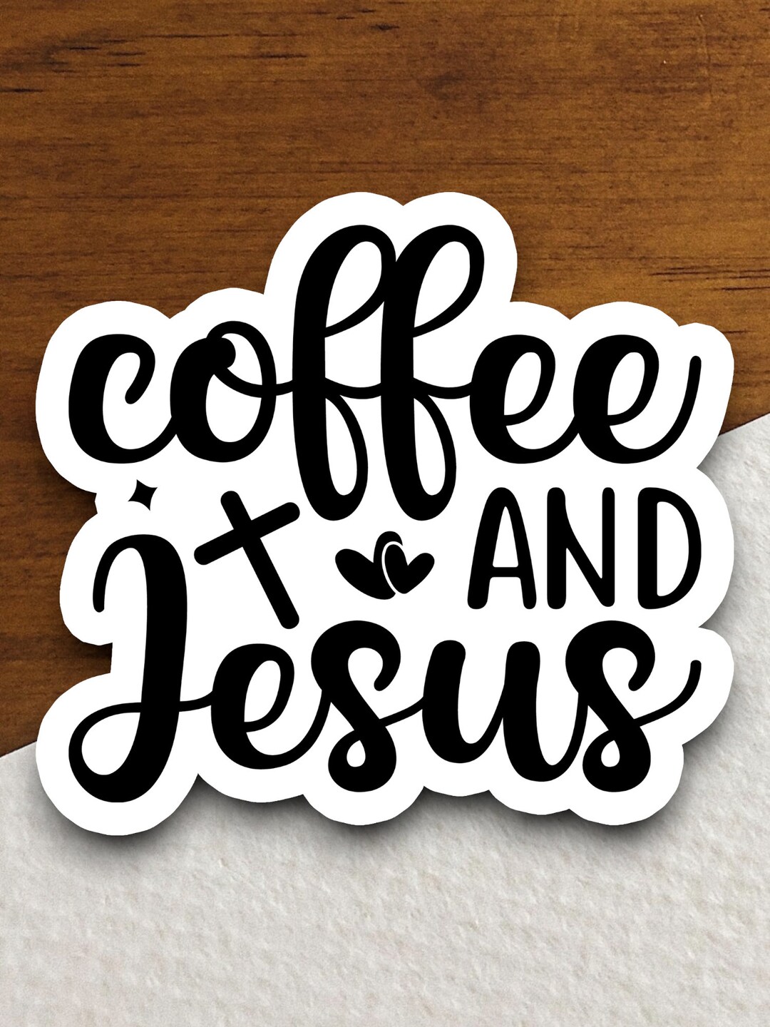 Coffee and Jesus Sticker, Coffee Sticker, Cross Sticker, Religious ...