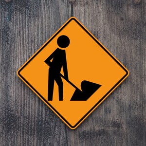 Men Working Road Sign Stickers, Traffic Sticker, Road Sign Decoration ...