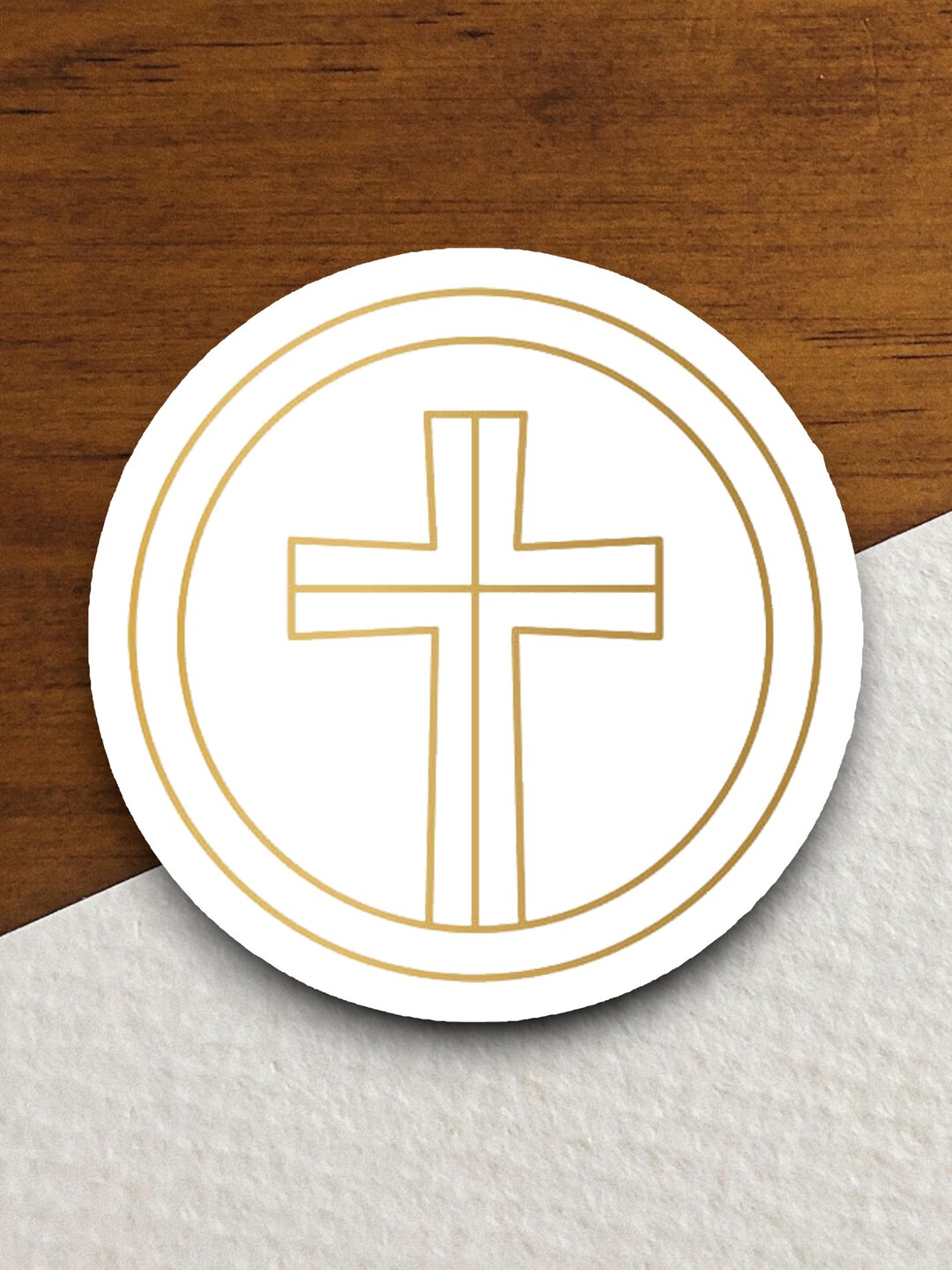 Golden Church Cross Sticker: Religious Faith Decal - Etsy