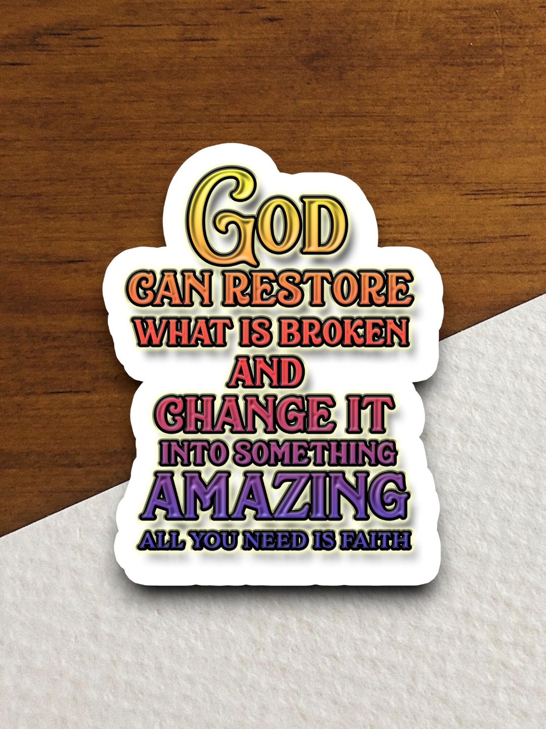 God Can Restore What is Broken Sticker, Religious Sticker, Faith ...