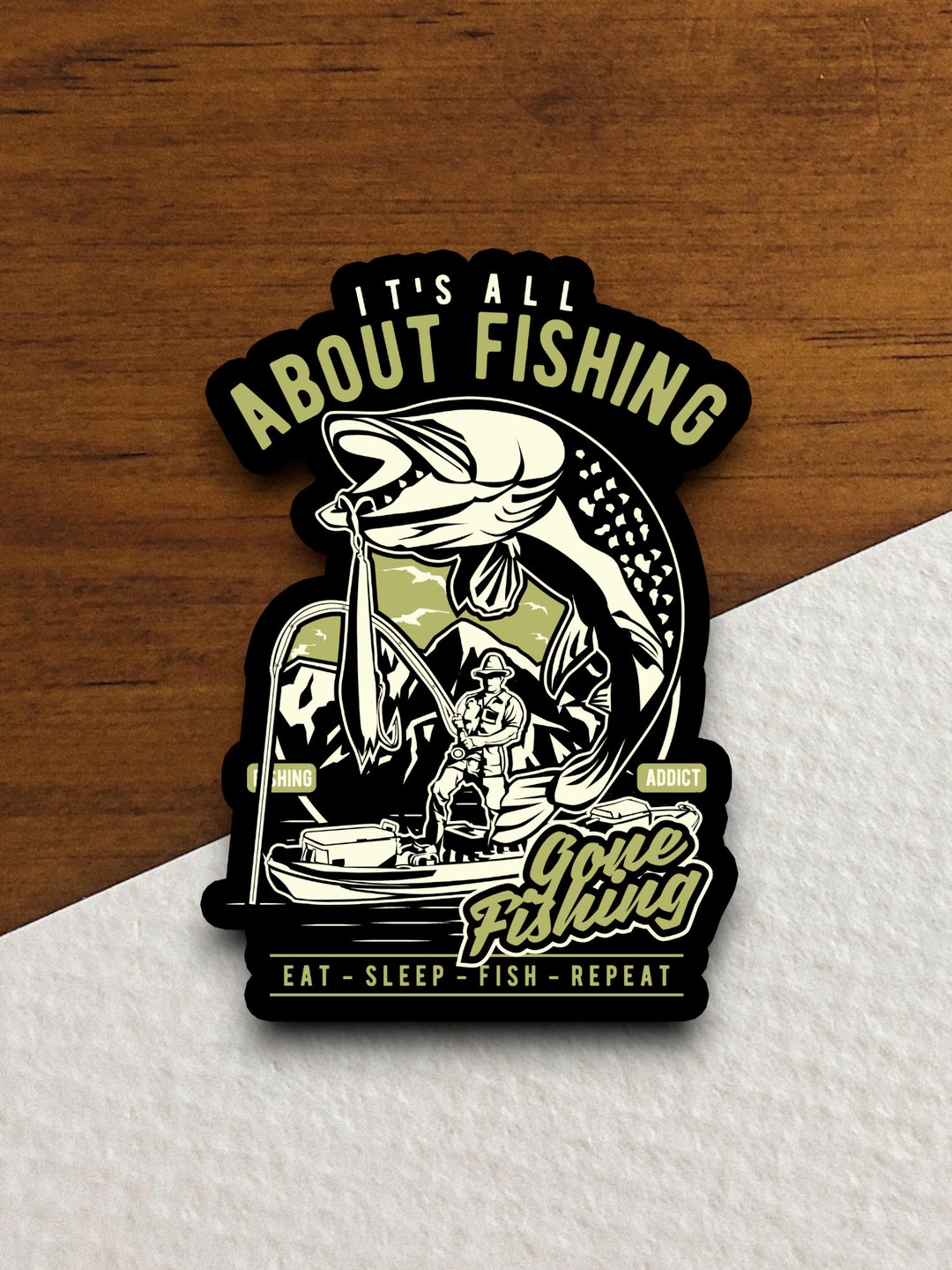 All About Fishing Sticker, Gone Fishing Sticker, Eat, Sleep, Fish ...