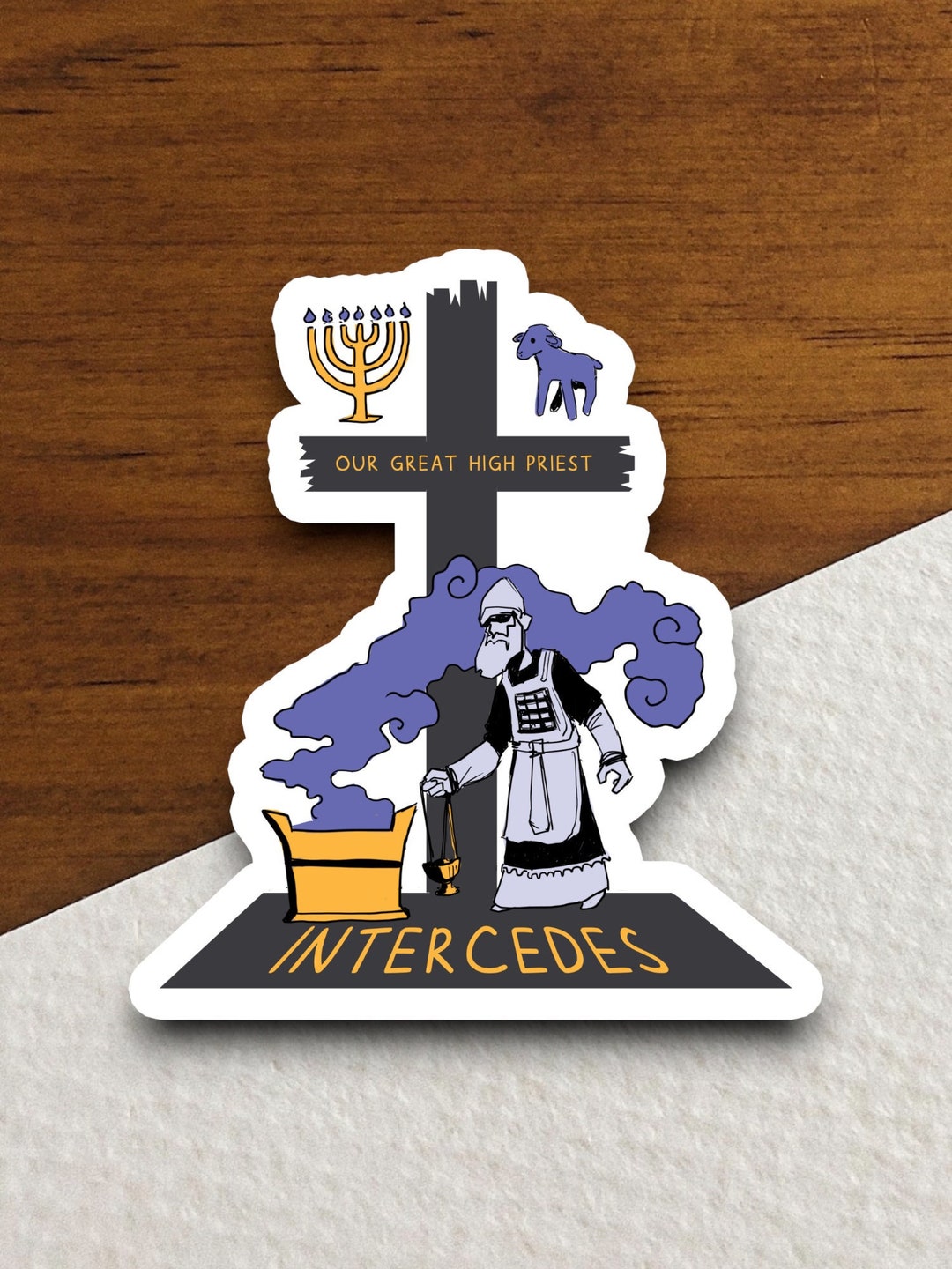 Our Great High Priest Intercedes Sticker, Religious Sticker, Faith ...