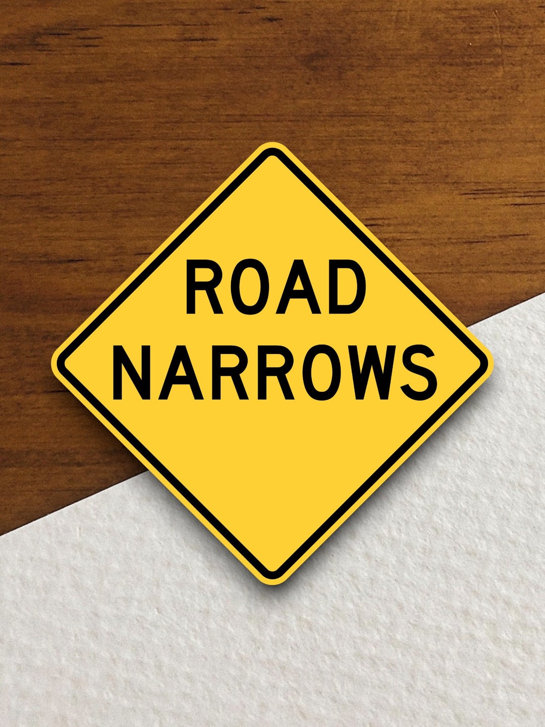 Road Narrows Road Sign Stickers, Room Decor, Traffic Sticker, Road Sign ...