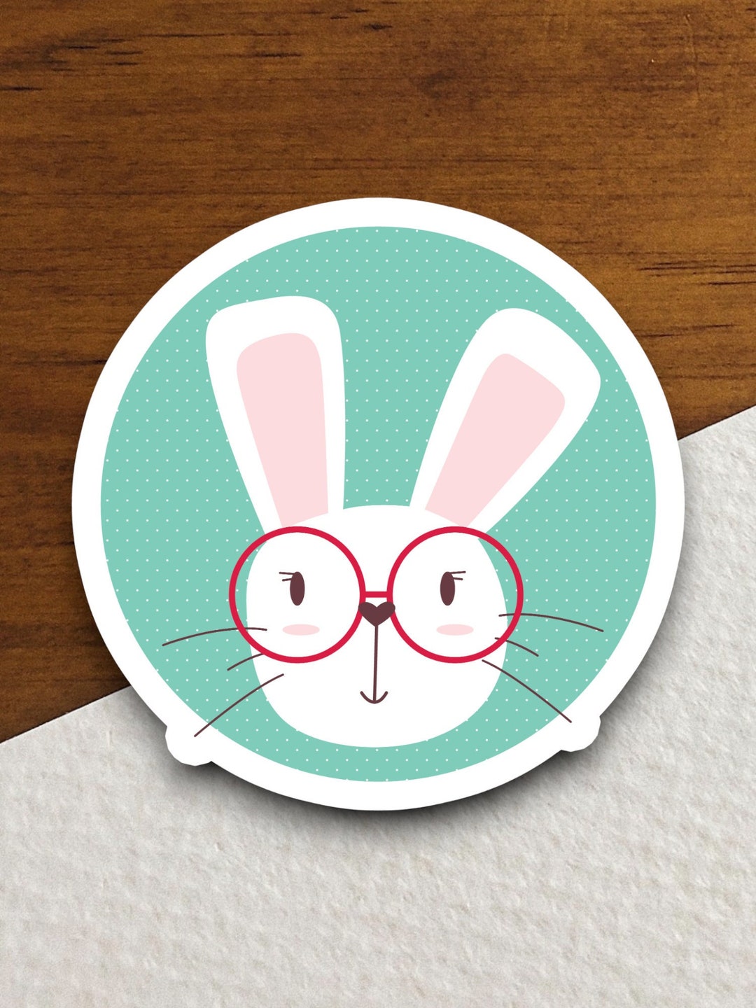 Bunny With Glasses Bunny Sticker, Funny Animal Sticker for Laptop ...