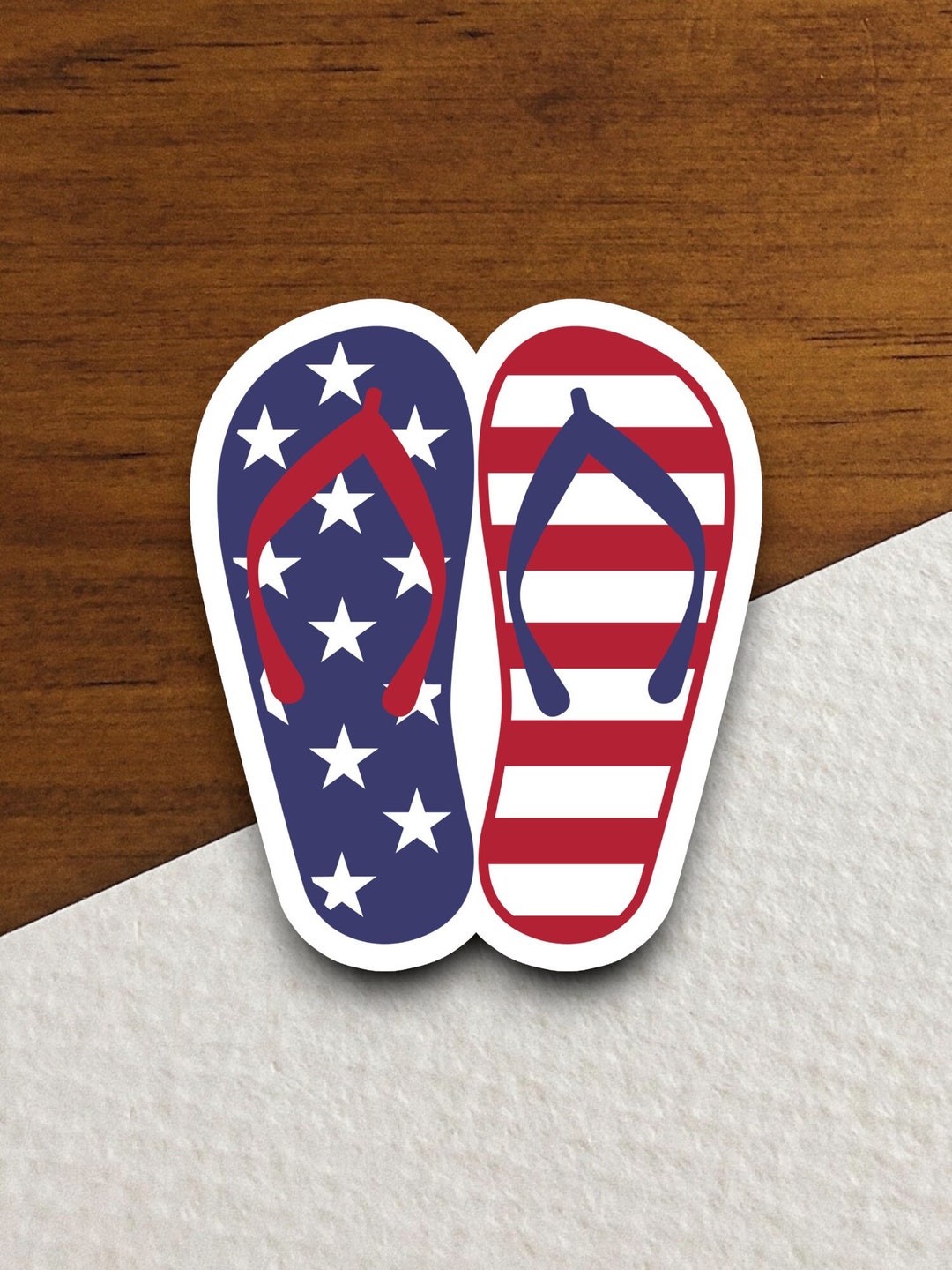 USA Flag Flip Flop Sticker, Holiday Laptop Decal, Water Bottle Decor ...
