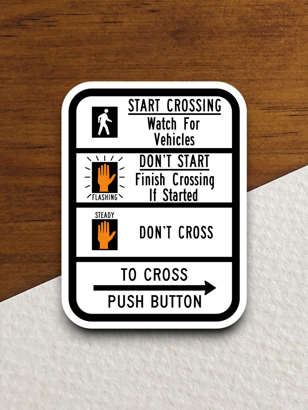 Crosswalk Signal Instructions Sticker Road Sign Sticker - Etsy
