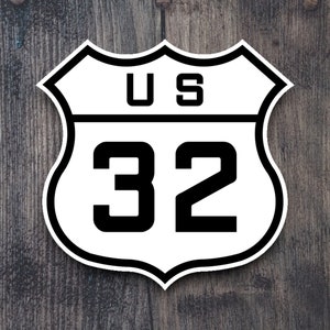 United States Route 32 Road Sign Sticker, Road Trip Sticker, Highway ...