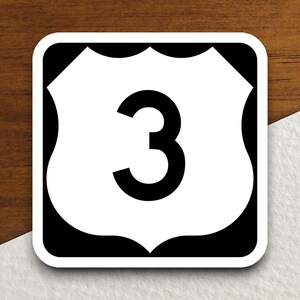 United States Route 3 Road Sign Sticker, Road Trip Sticker, Highway ...