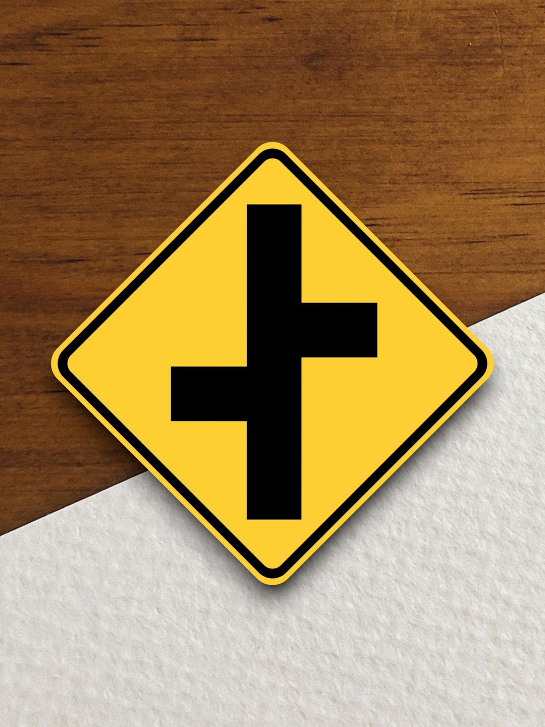 Offset Side Roads Road Sign Stickers, Traffic Sticker, Road Sign ...