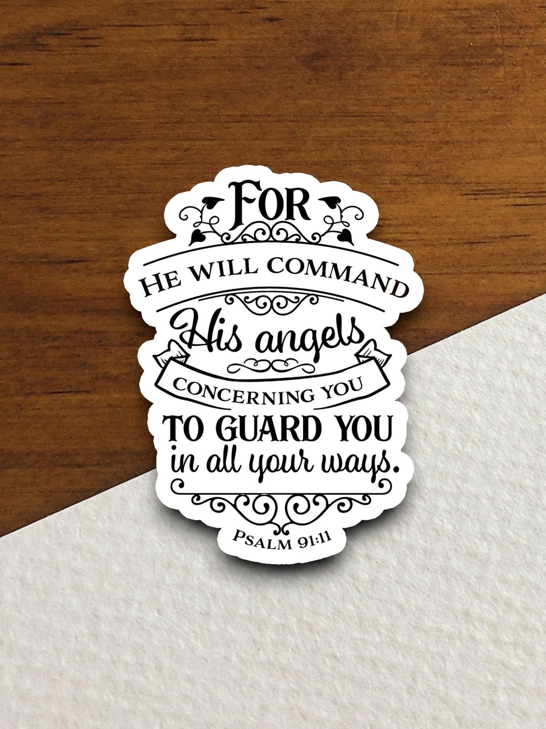 For He Will Command His Angels Concerning You Sticker, Religious ...
