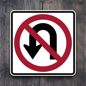 No U-turn Road Sign Stickers, Traffic Sticker, Road Sign Decoration ...