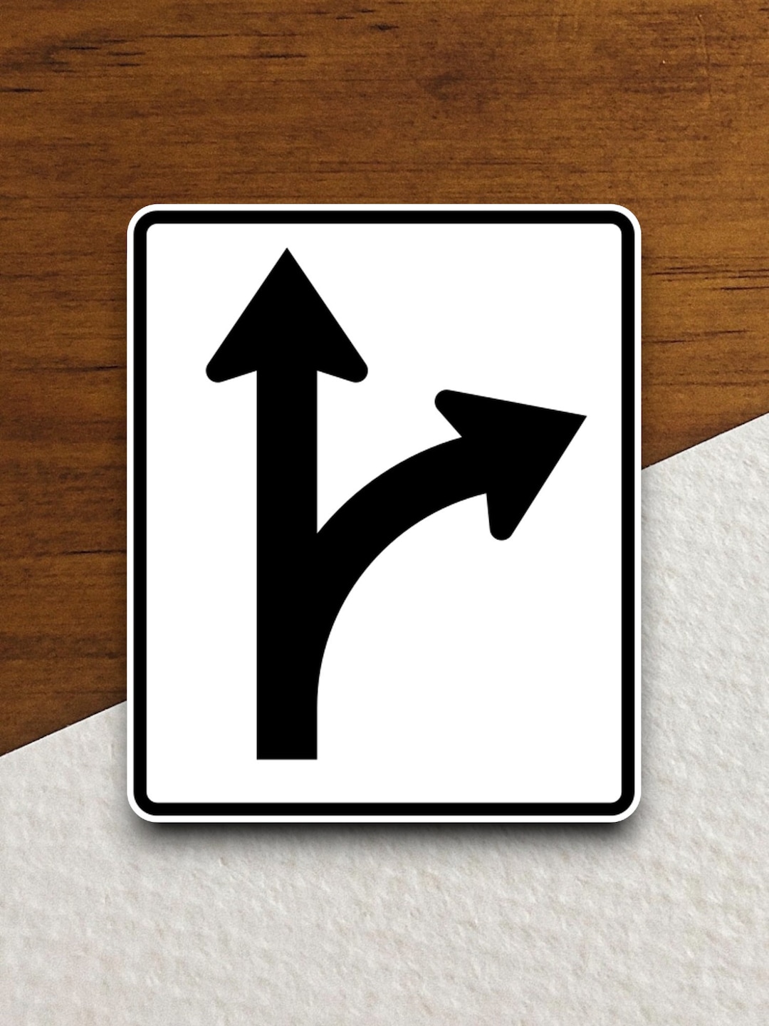 Right Turn or Straight Road Sign Stickers, Traffic Sticker, Road Sign ...