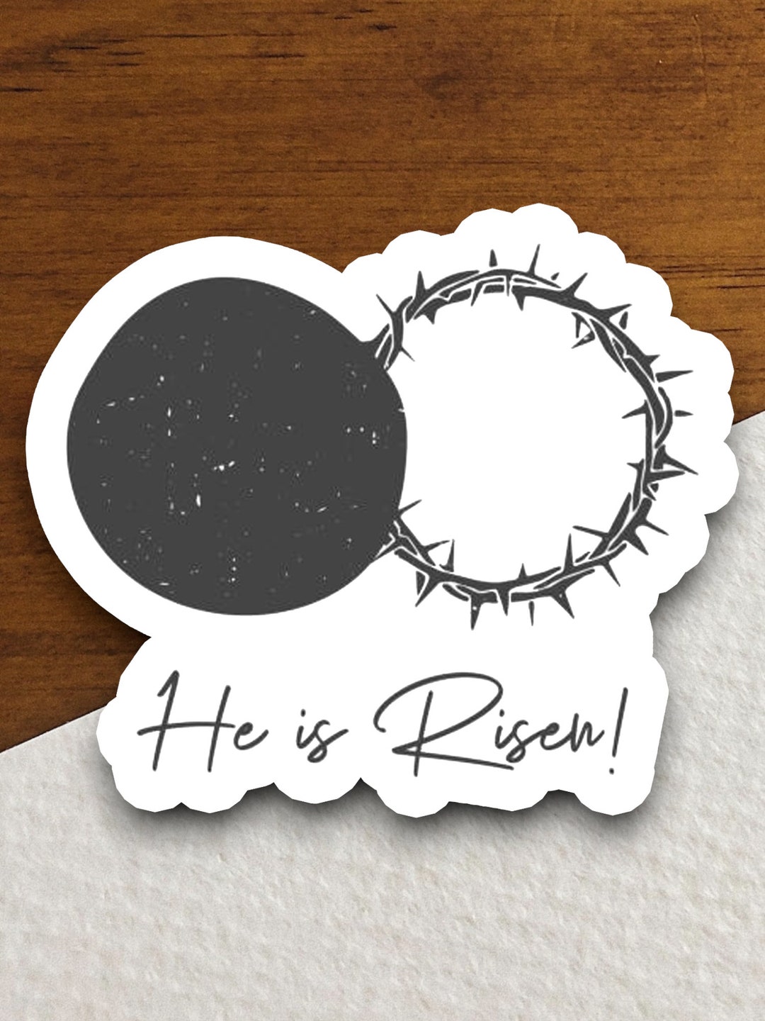 He is Risen With Tomb Stone and Thorns Sticker, Religious Sticker ...