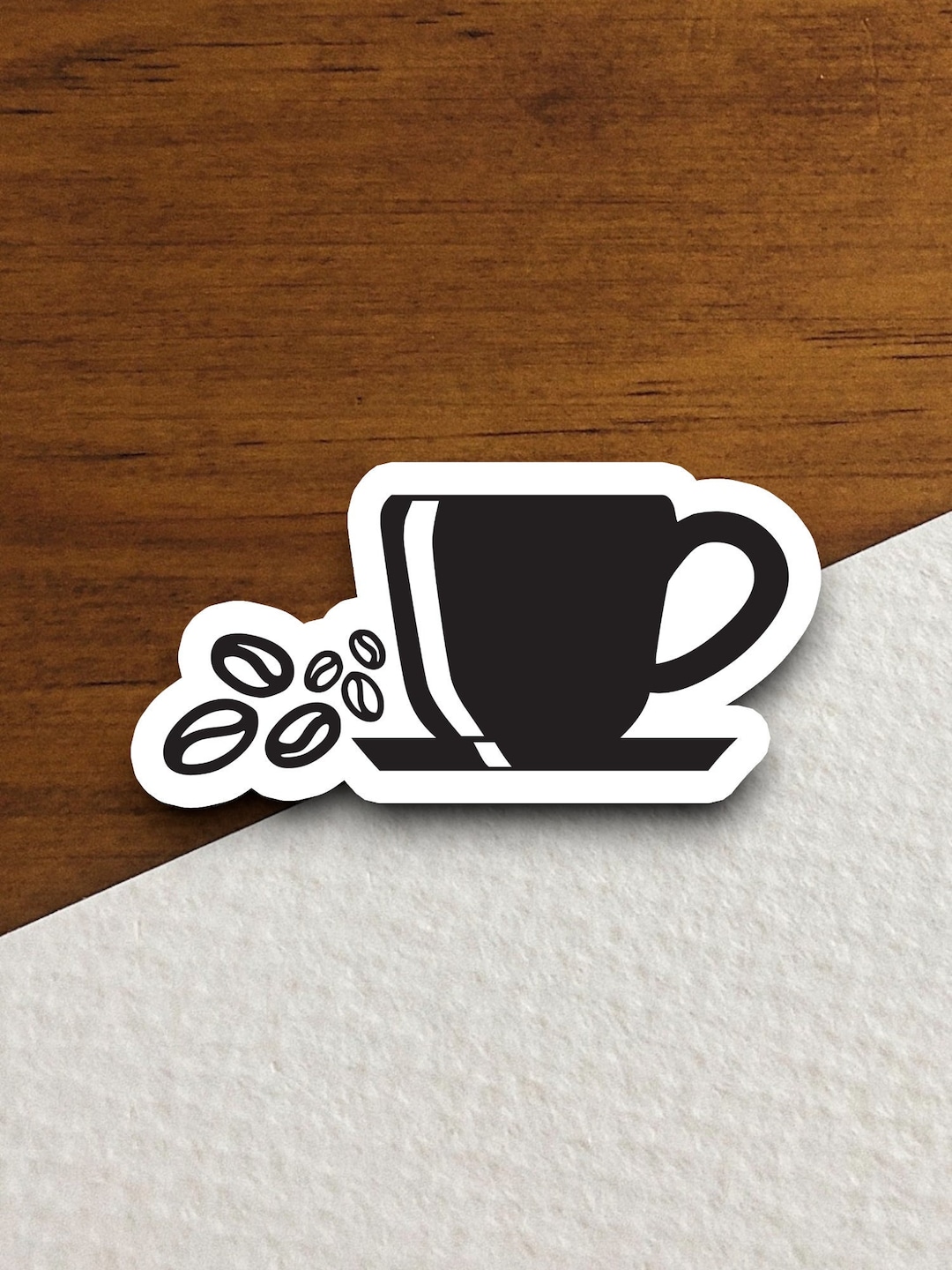 Coffee Cup and Coffee Beans Sticker, Funny Stickers, Coffee Sticker ...