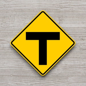 T Junction Road Sign Stickers, Traffic Sticker, Road Sign Decoration ...