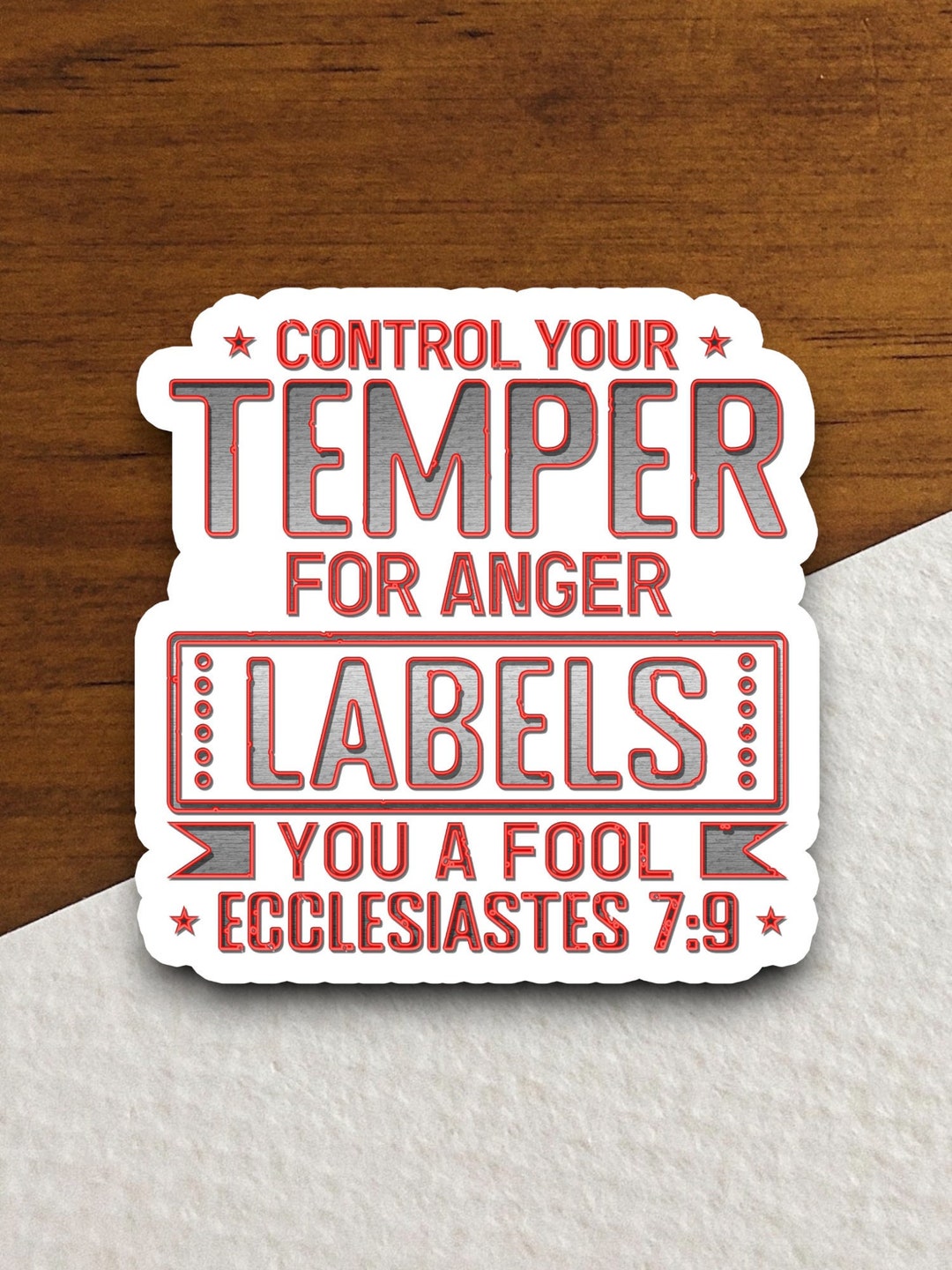 Control Your Temper for Anger Labels You a Fool Sticker, Religious ...