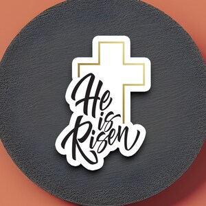 He is Risen With Cross Sticker, Christian Gifts, Planner Stickers ...