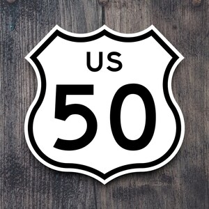 United States Route 50 Road Sign Sticker, Road Trip Sticker, Highway ...