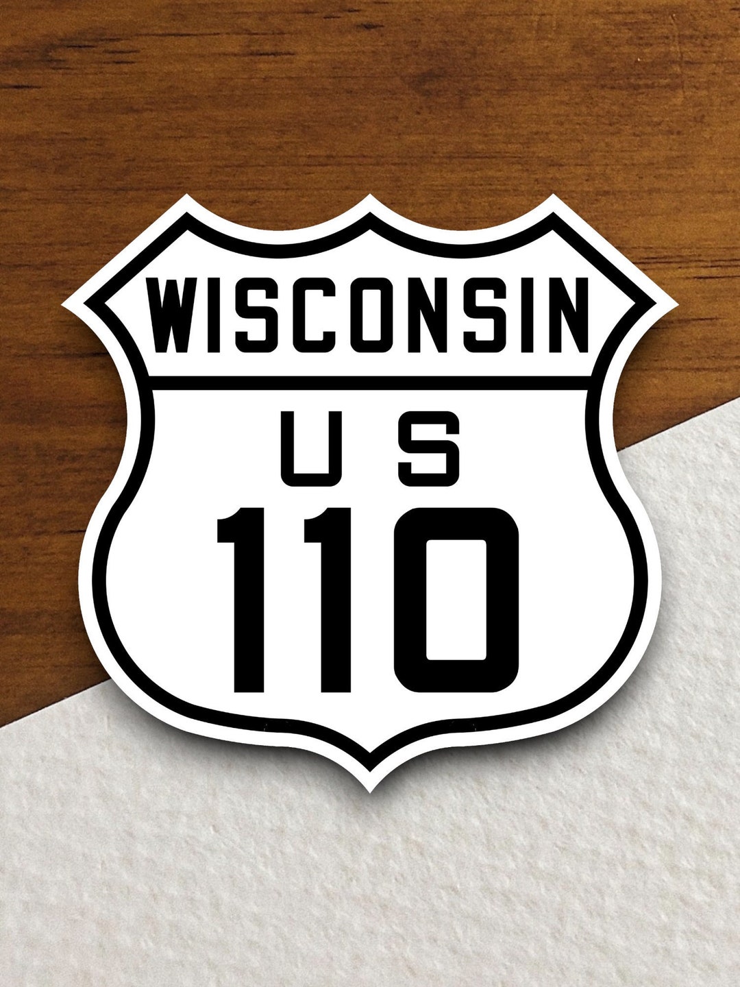 United States Route 110 Wisconsin Road Sign Sticker, Road Trip Sticker ...
