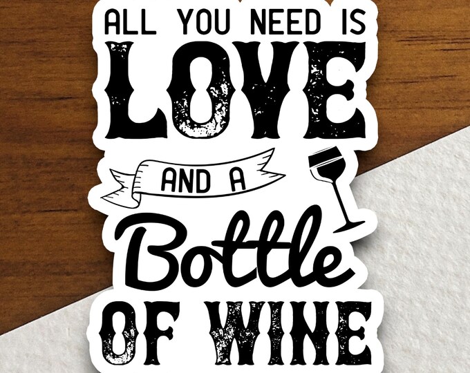 Glass of Wine Sticker Colorful Waterproof Glossy Vinyl Sticker Cute ...