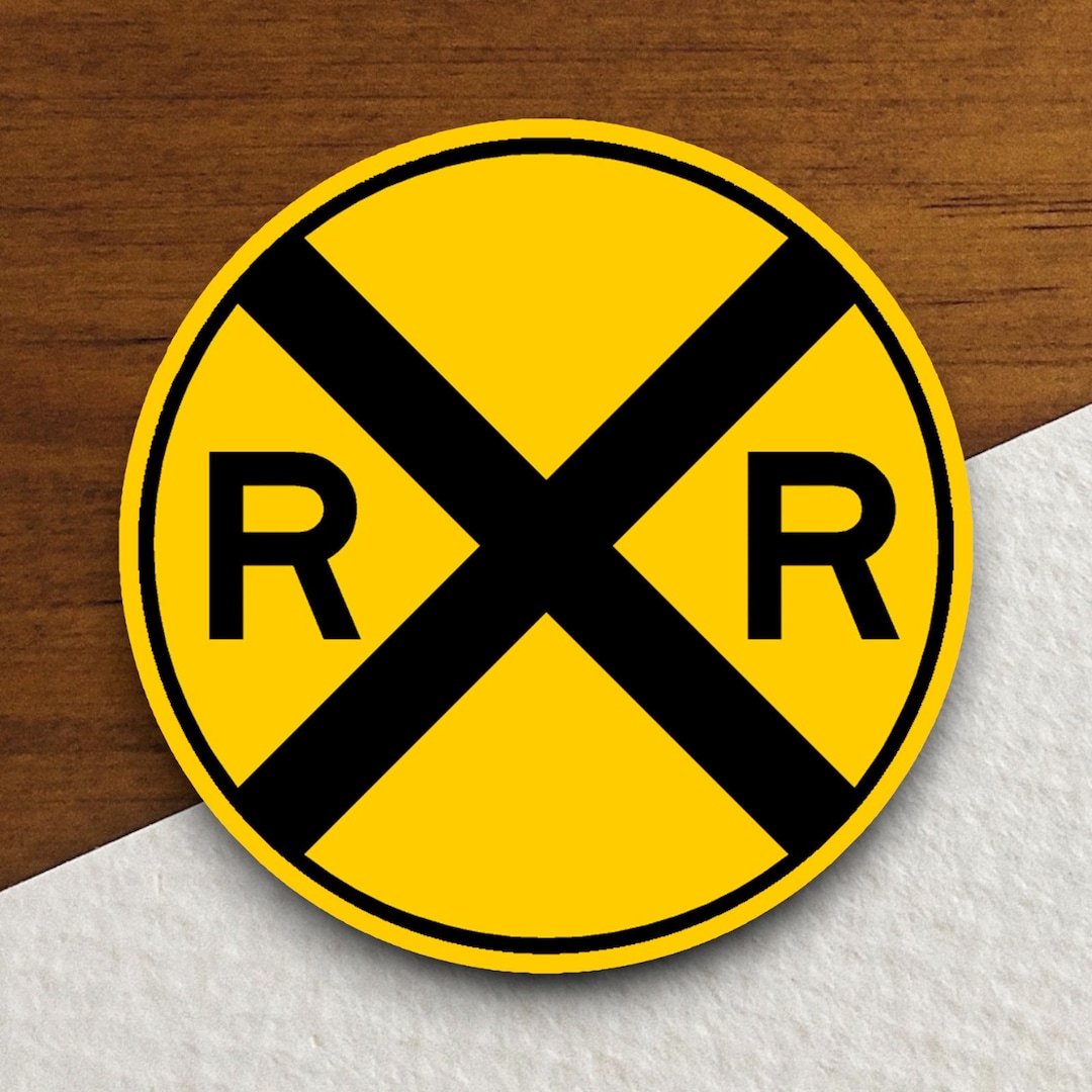 Yellow Railroad Crossing Road Sign Stickers Traffic Sticker, Road Sign Decoration, Road Work ...
