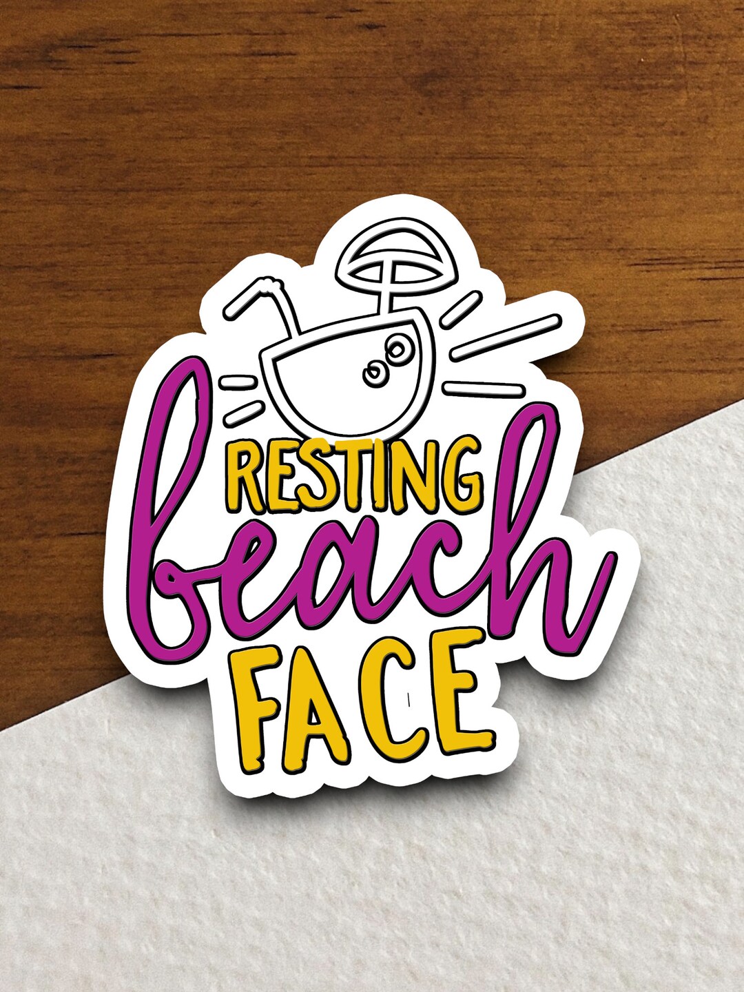 Resting Beach Face Sticker, Funny Stickers, Laptop Decals, Tumbler ...
