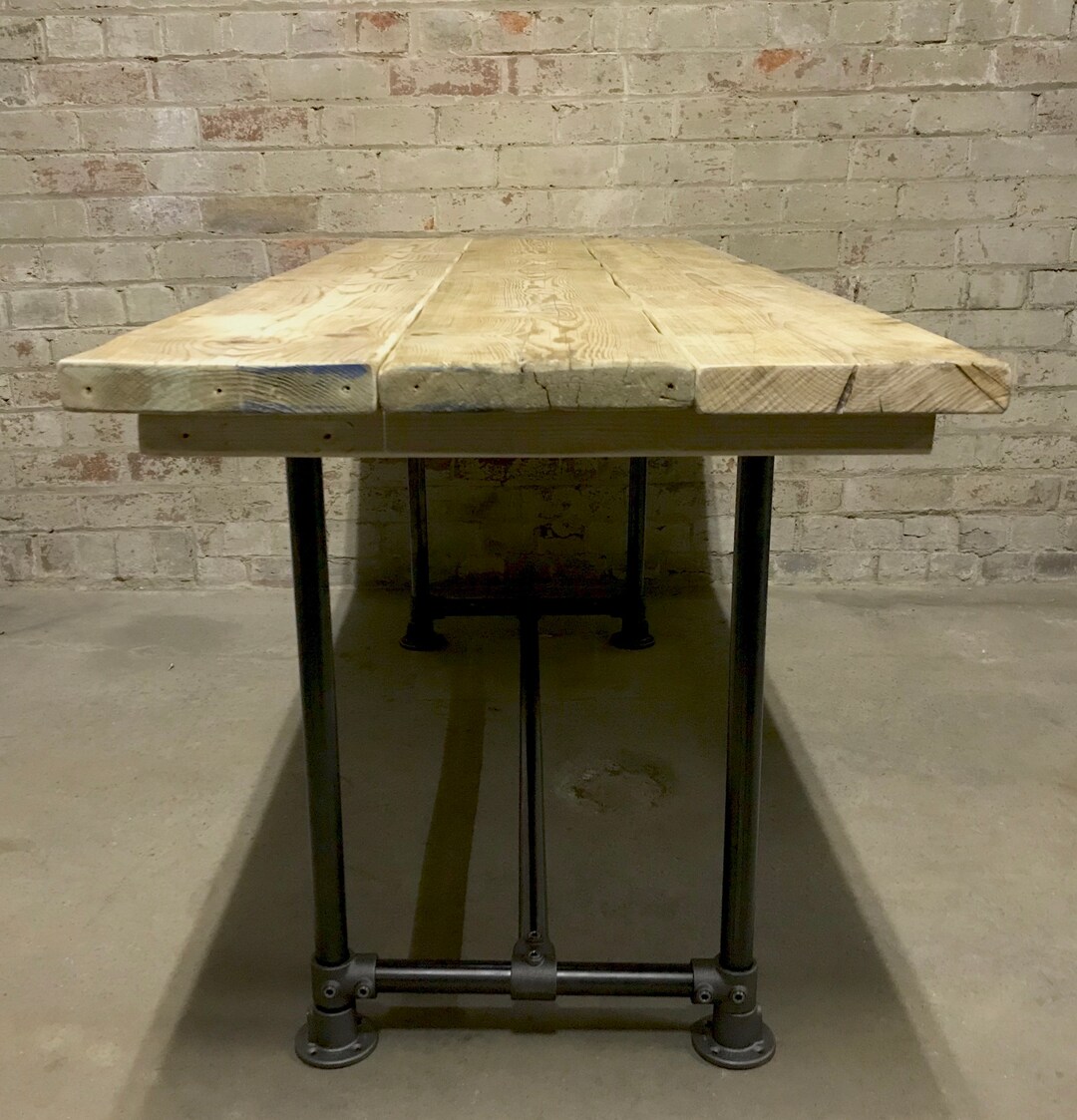 Industrial Reclaimed Scaffold Board Dining Table Steel Legs Multiple ...