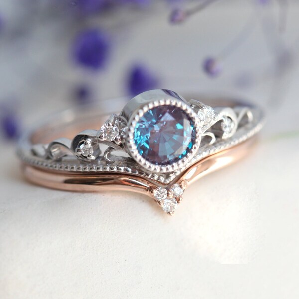 Alexandrite Engagement Ring - Etsy