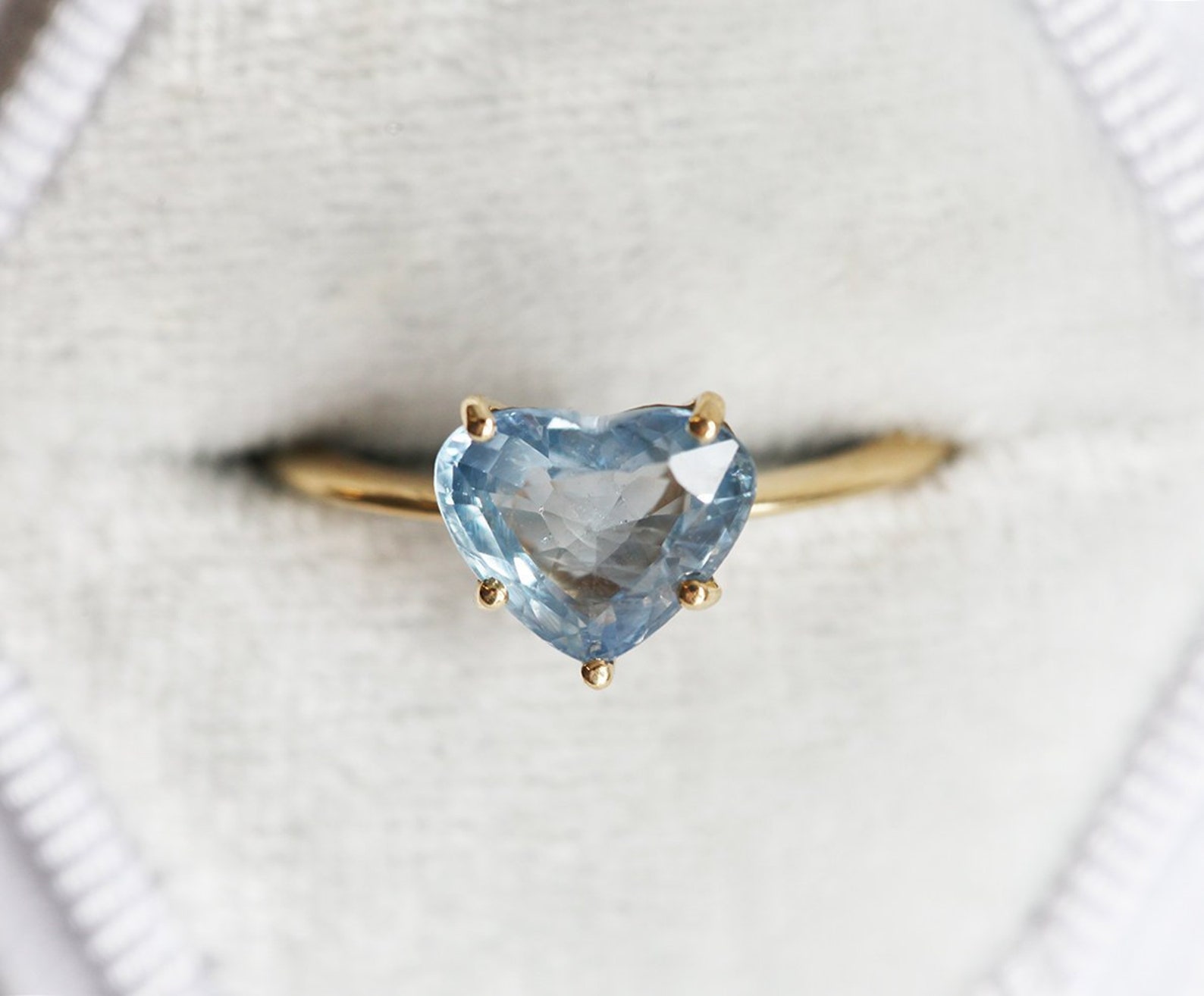 Heart Sapphire Ring Heart Engagement Ring Solitaire Heart | Etsy
